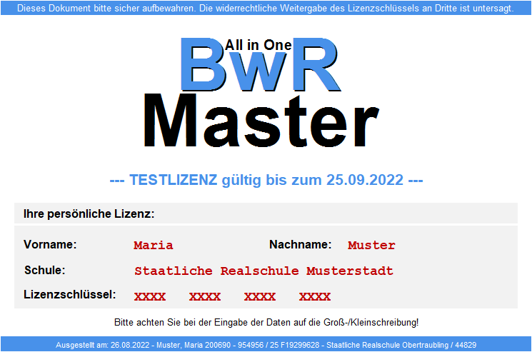 BwR-Master Lizenz